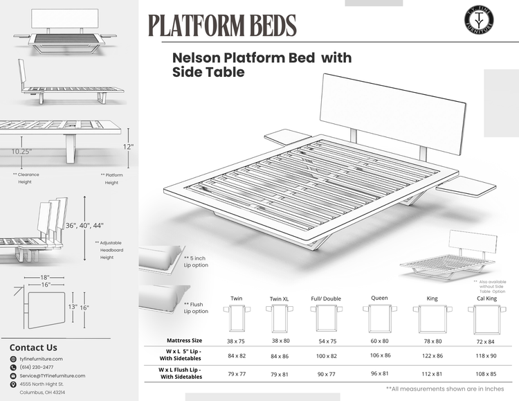 Apollo Platform Bed - 100% Solid Wood - Columbus, Ohio – T.Y. Fine ...