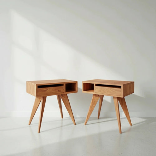 Modern Side Table - 100% Solid Wood - Handmade in USA