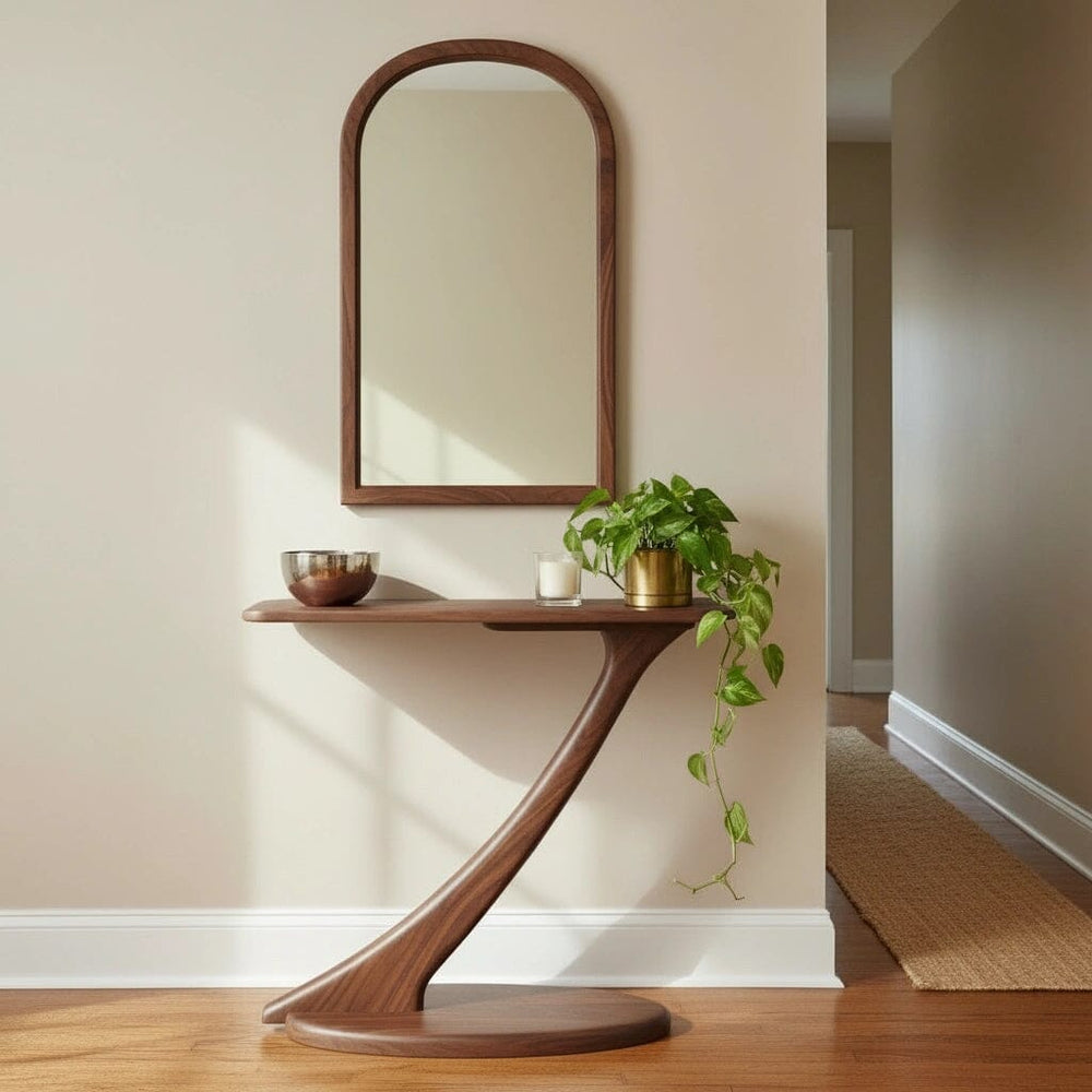 Cantilever Console Table in Walnut - 100% Solid Wood - Made in USA